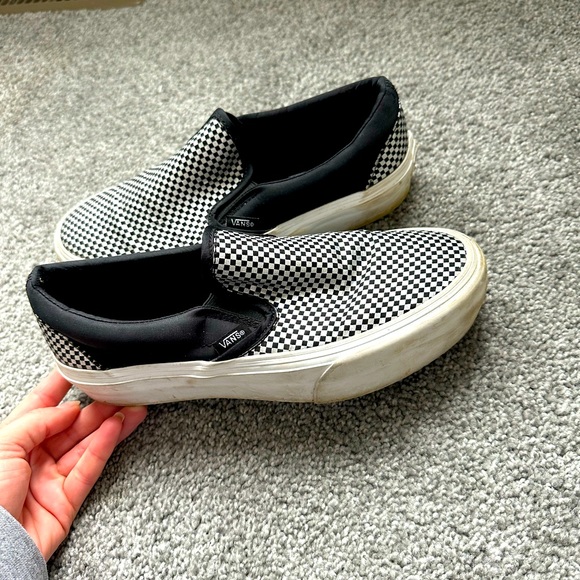 Vans | Shoes | Silver And Black Checkered Platform Vans | Poshmark